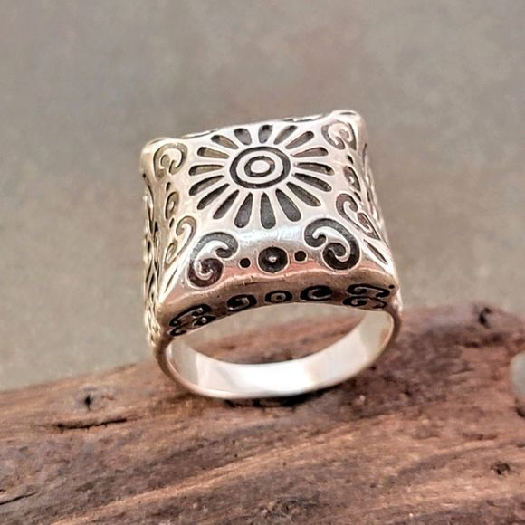 Bali | Jewelry | Bali Thai Sterling Silversquare Sun Swirls Design Ring ...